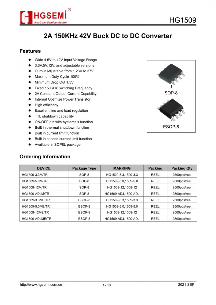 HG1509 datasheet page 1