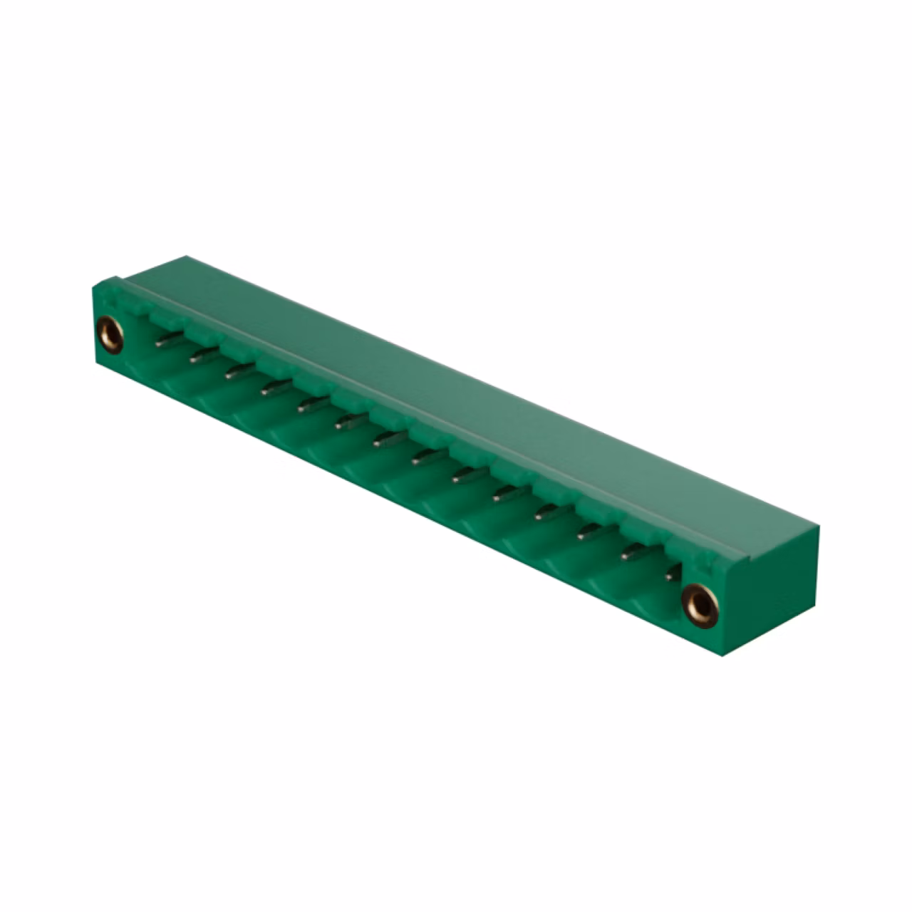 5.00mm Pitch Eurostyle Right-Angle PCB Header, with Threaded Retention Inserts, Green Housing, 14 Circuits for sale