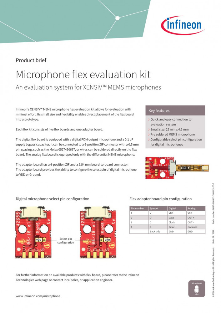 Infineon microphone flex evaluation kit product brief