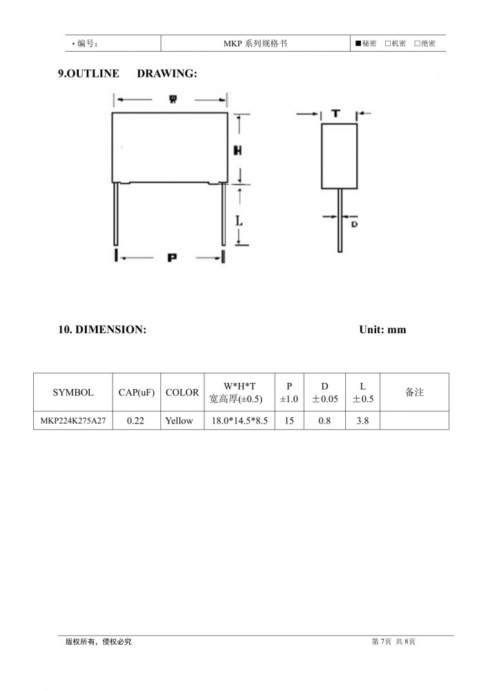 Jimson MKP224K275A27 specification page 7