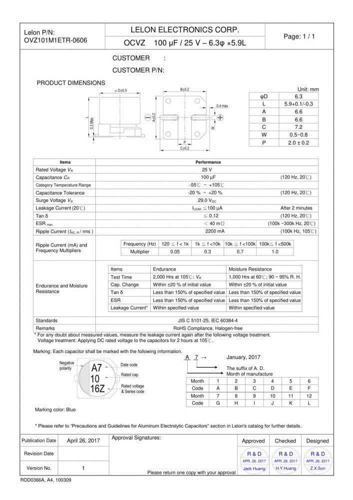 Lelon OVZ101M1ETR-0606 datasheet page