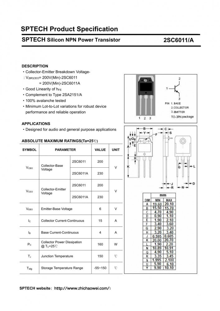 2SC6011A datasheet page 1