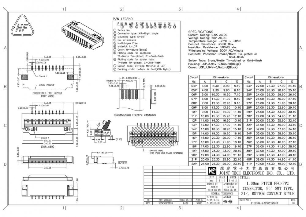 Joint Tech Elec F1015WR-S-08PNLNG1T01L technical drawing preview