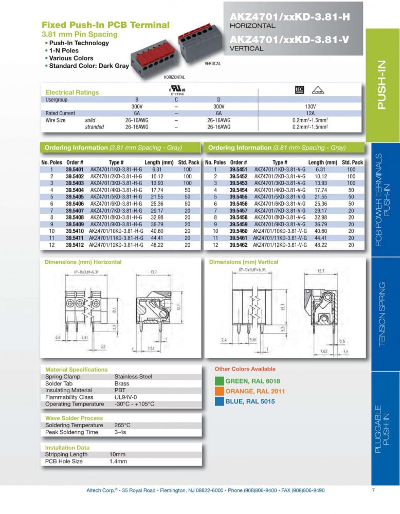 Altech PCB terminal documentation page 7