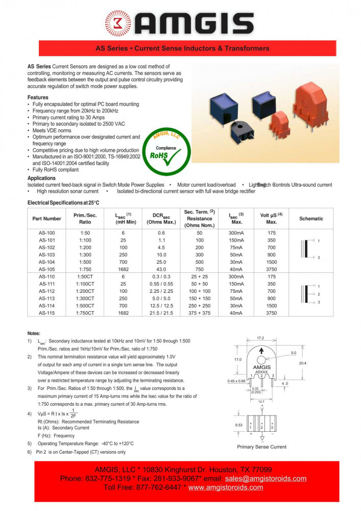 Amgis AS Series technical document page 1