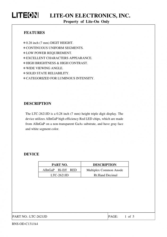 LTC-2621JD datasheet page 2