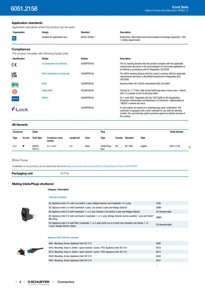 SCHURTER 6051.2158 technical document page 2