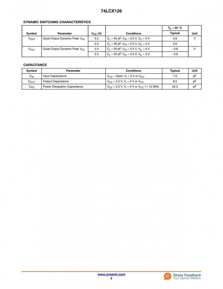 74LCX126 datasheet page 5