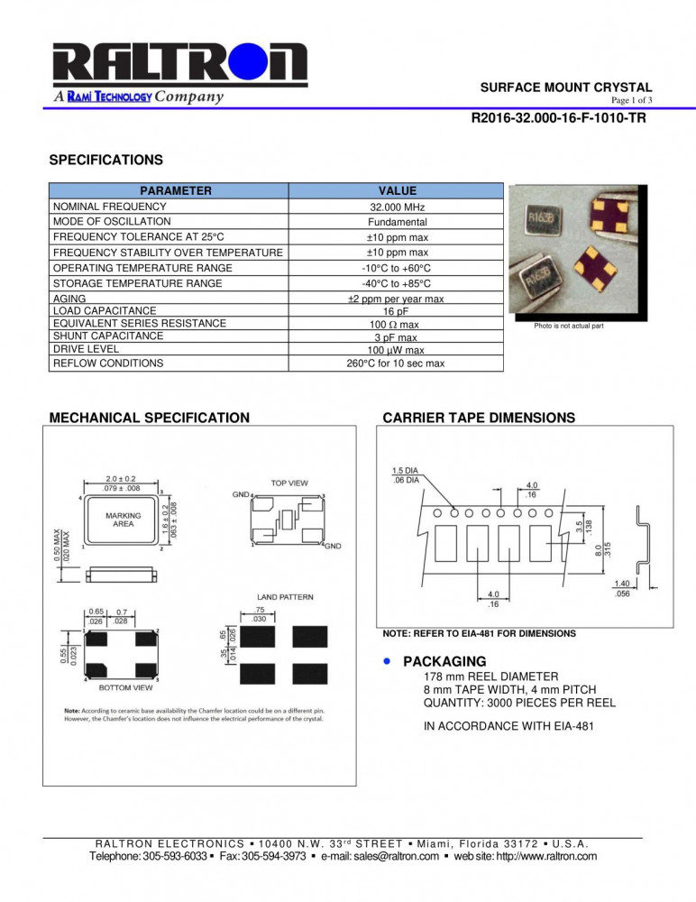 R2016-32.000-16-F-1010-TR datasheet page 1