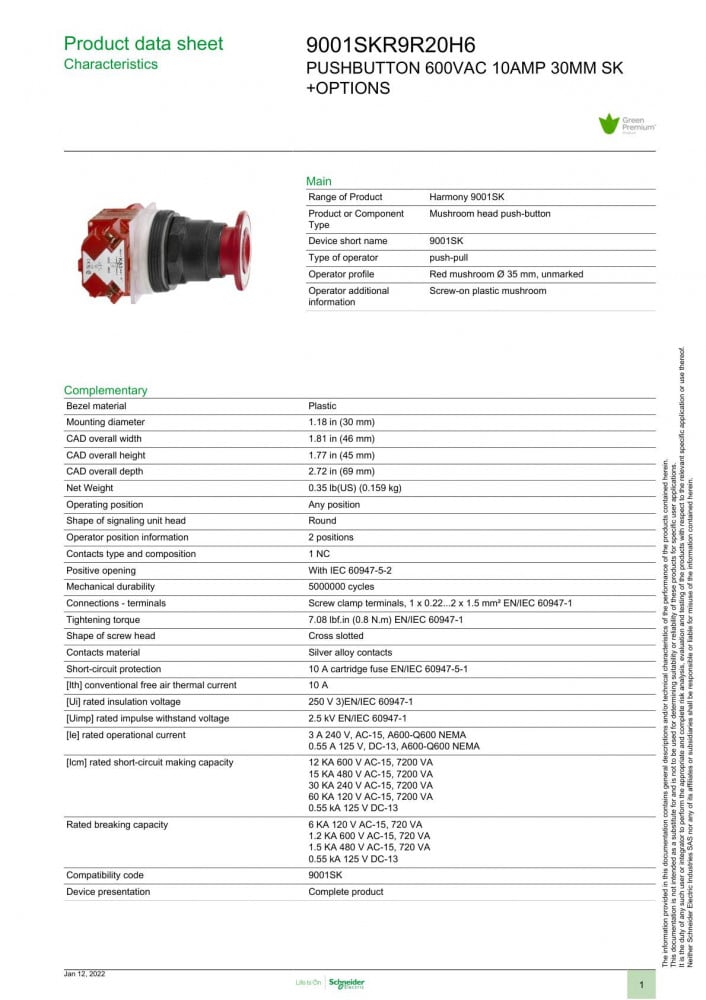 9001SKR9R20H6 technical document page 1