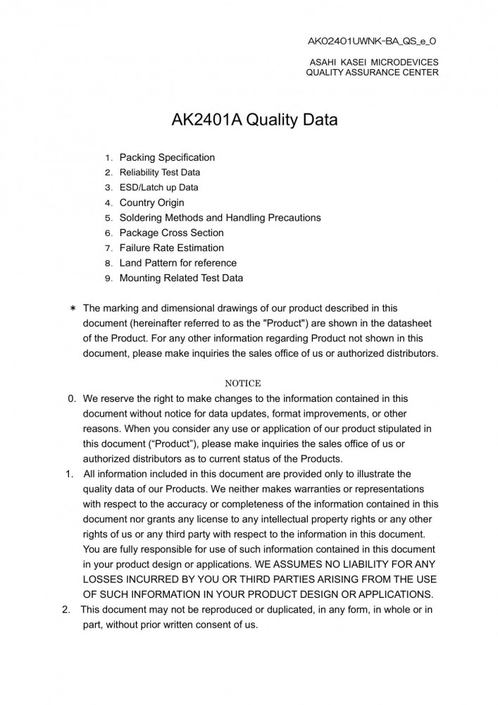AK2401A quality document page 1
