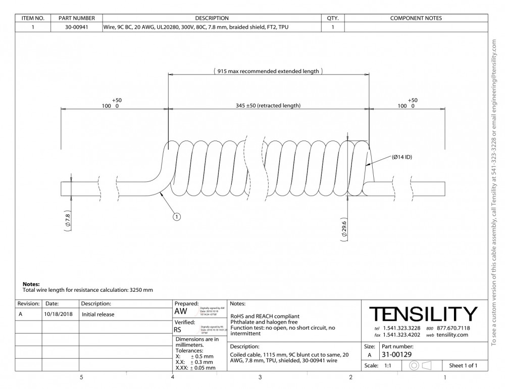 Tensility International 31-00129 product drawing