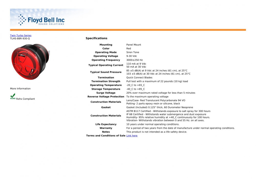 TLHS-88R-930-Q technical document, page 1