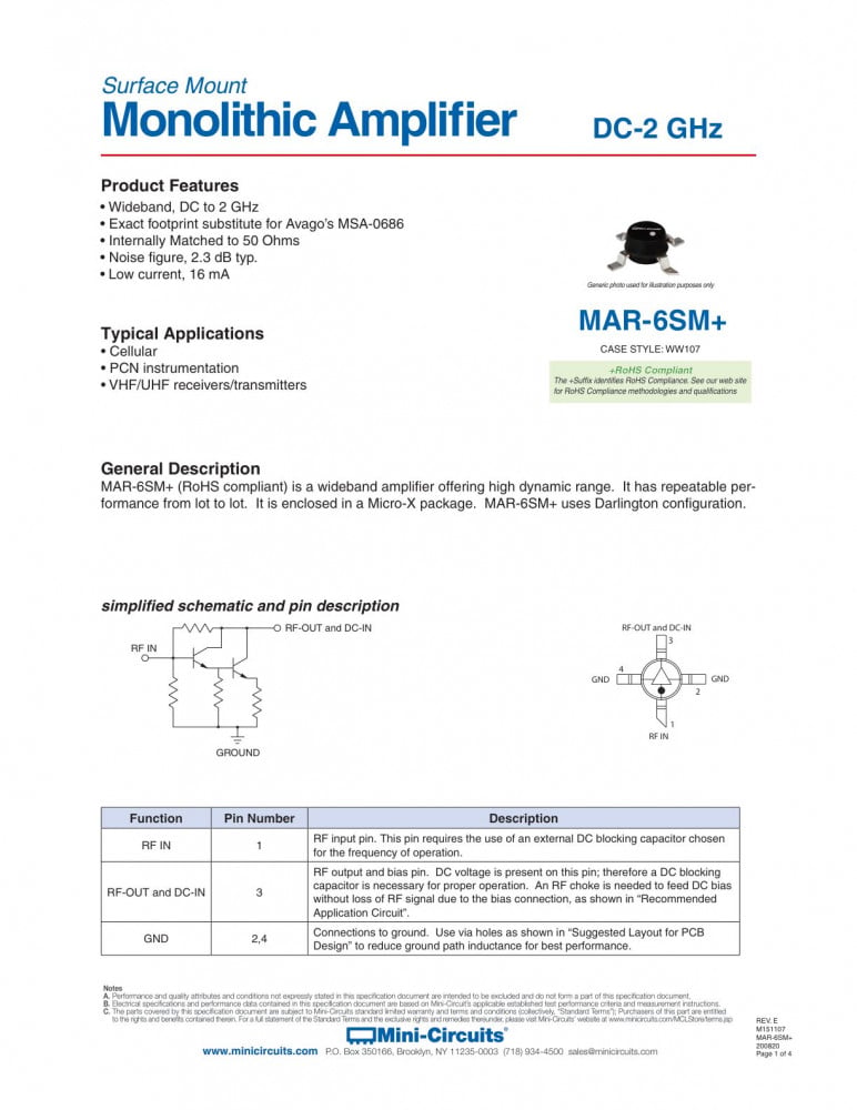 MAR-6SM+ datasheet page 1