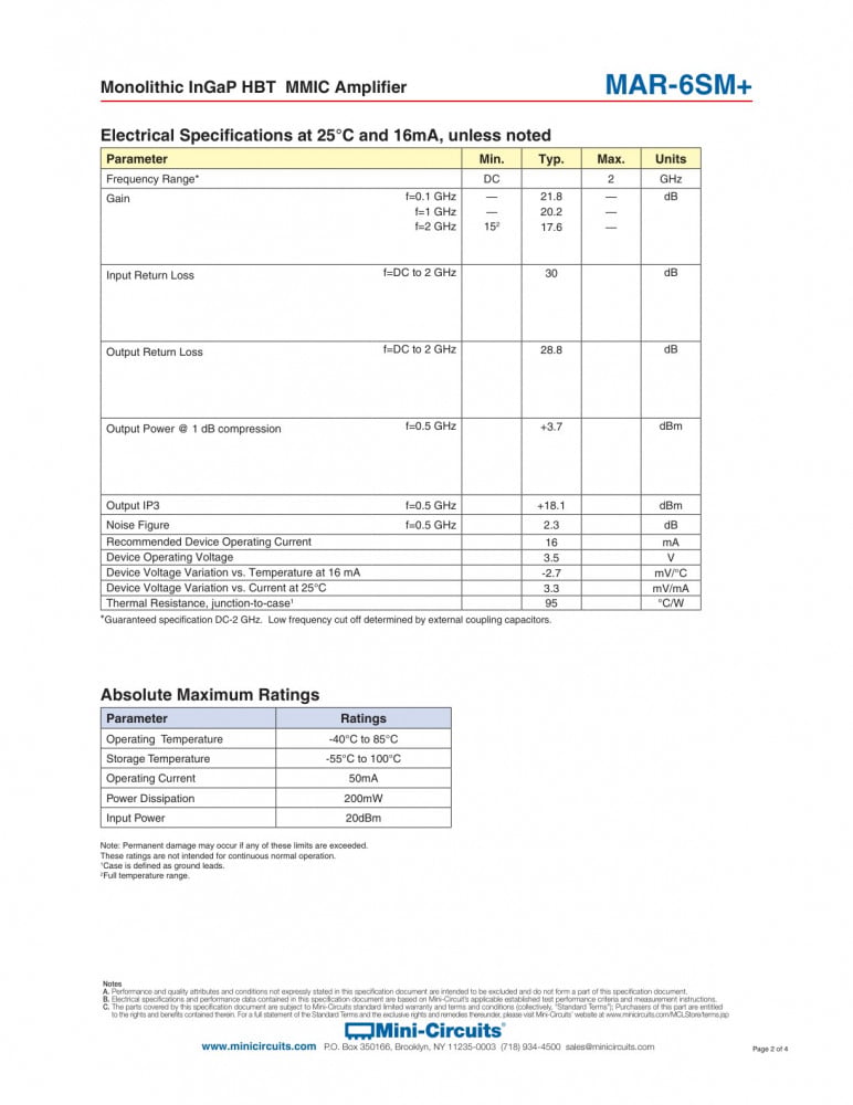 MAR-6SM+ datasheet page 2