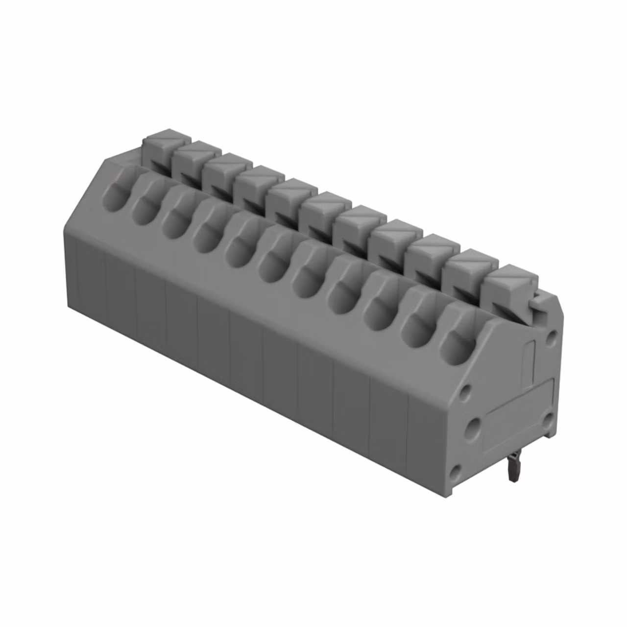 3.50mm Pitch, Eurostyle Dual Row Fixed-Mount Push-Button Terminal Block, 45° Modular, 5A, 20-16 AWG, Light Gray, 11 Circuits for sale
