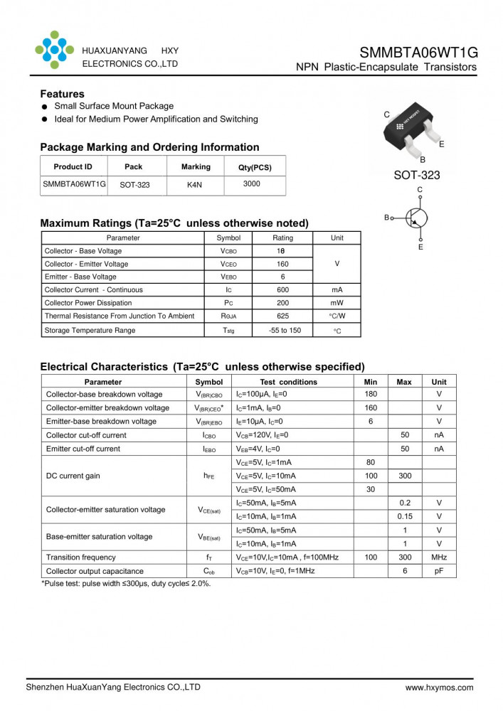 SMMBTA06WT1G-HXY datasheet page 1