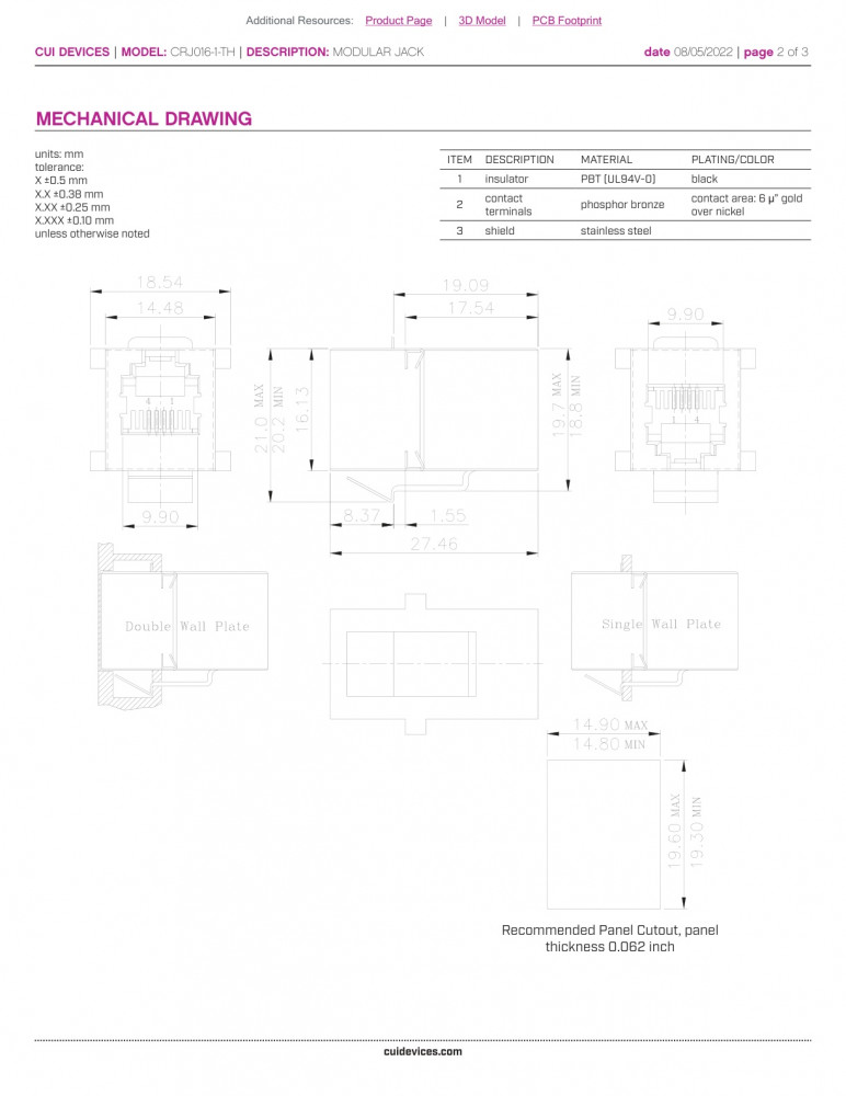 CRJ016-1-TH datasheet page 2