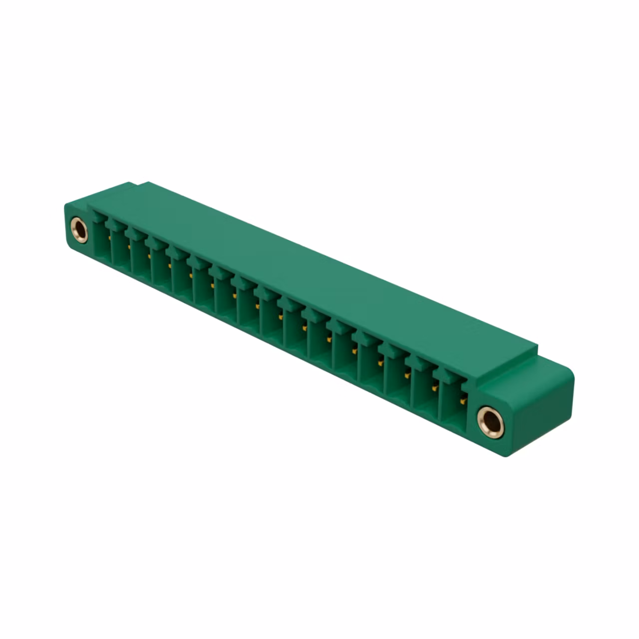 3.50mm Pitch Eurostyle Right-Angle PCB Header, with Threaded Retention Inserts, Green Housing, Gold (Au) Plated, 16 Circuits for sale