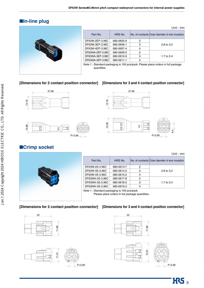 HRS DF63W datasheet page 3