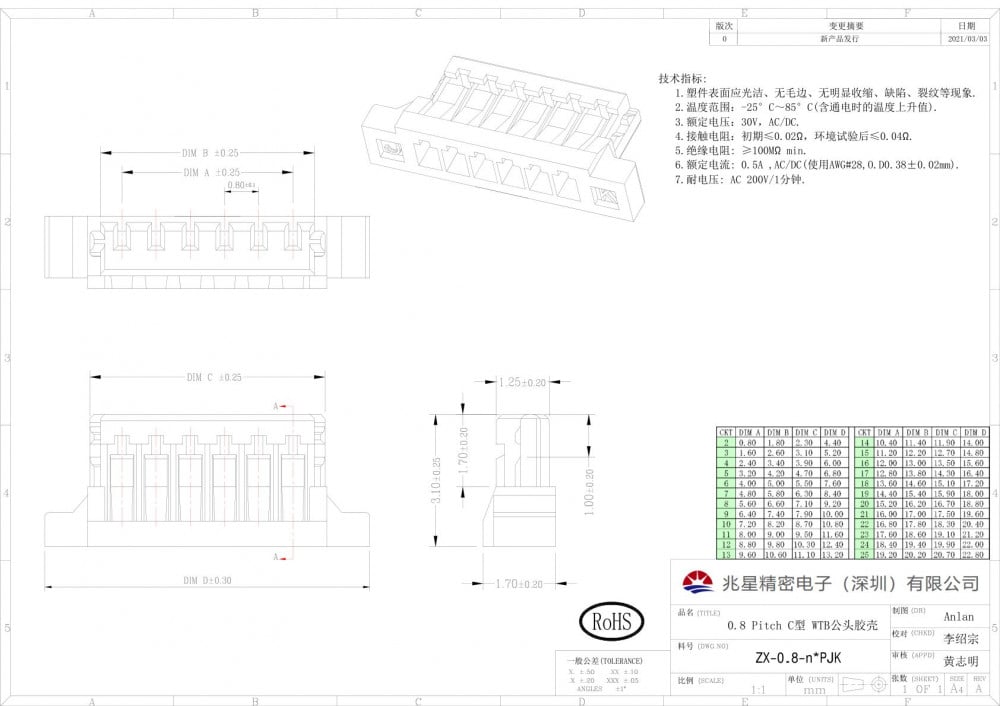 Megastar ZX-0.8-6PJK technical drawing page 1