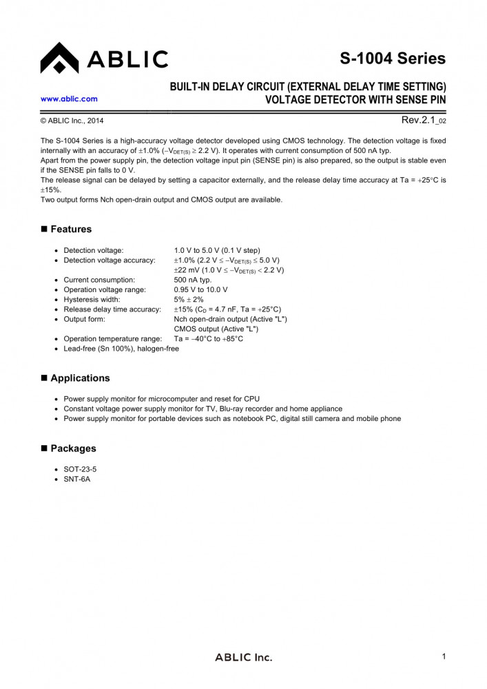 S-1004 datasheet page 1