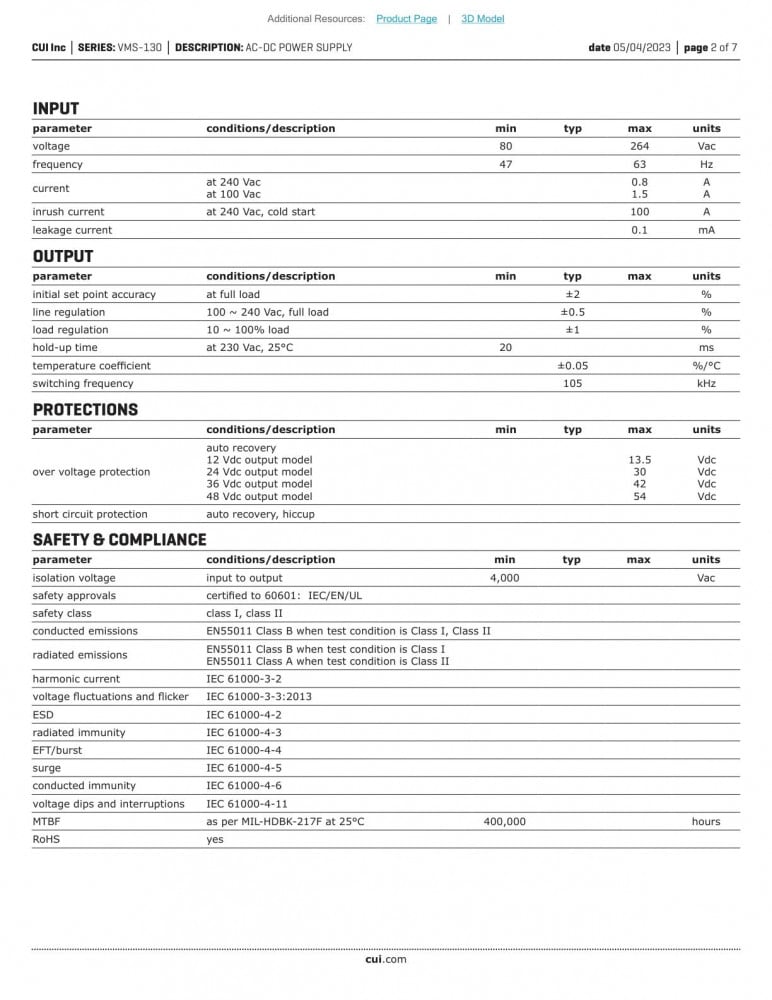 VMS-130-48 datasheet page 2