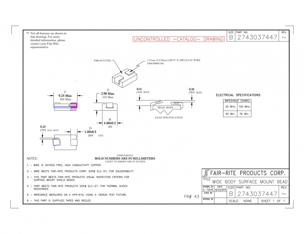 Fair-Rite 2743037447 product drawing