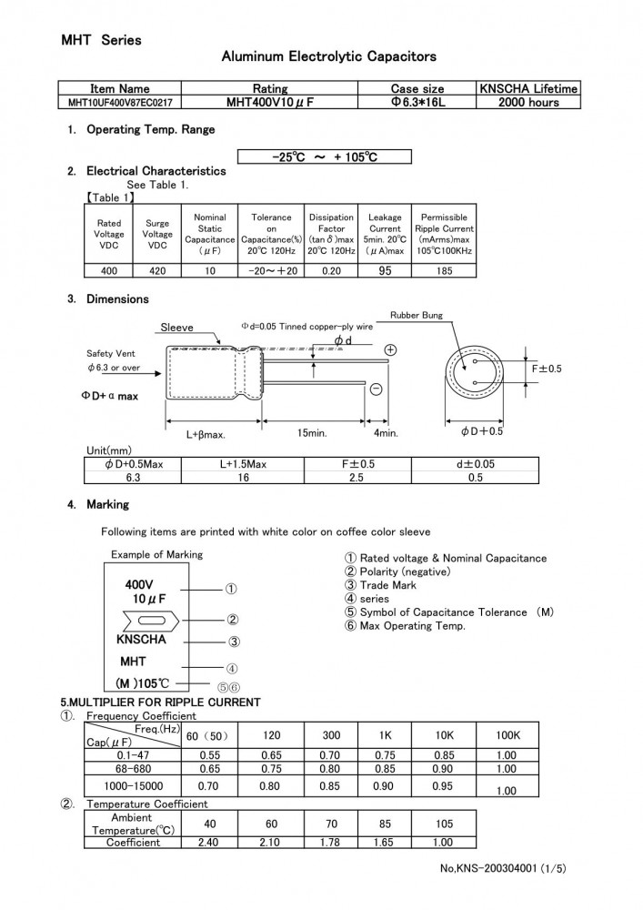 KNSCHA MHT10UF400V87EC0217 specification page 2