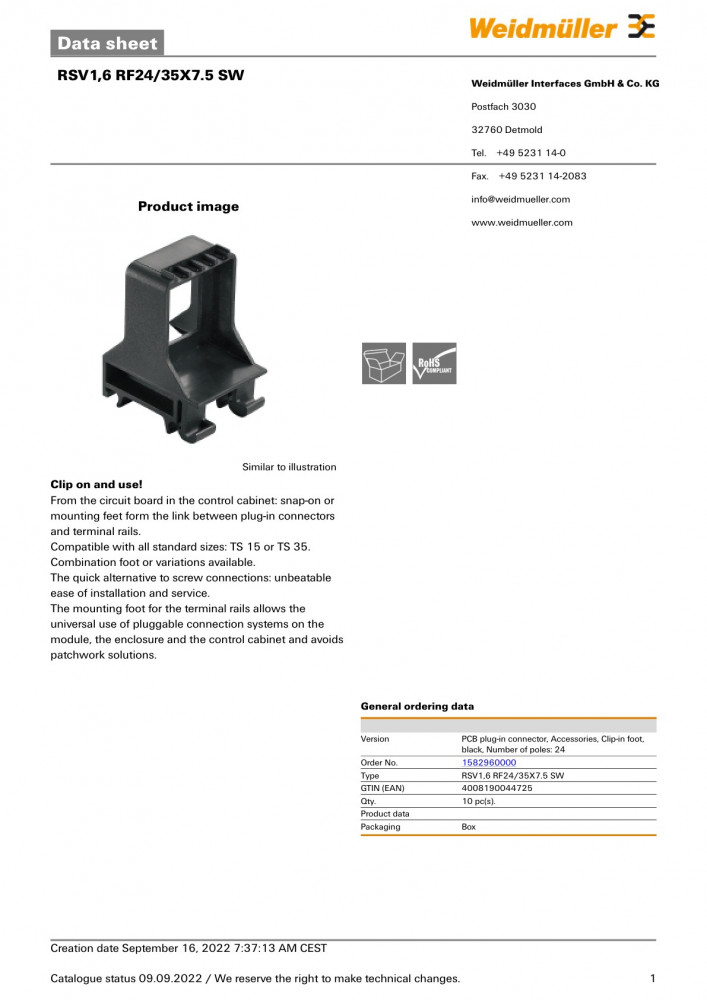 Weidmuller 1582960000 product document page 1