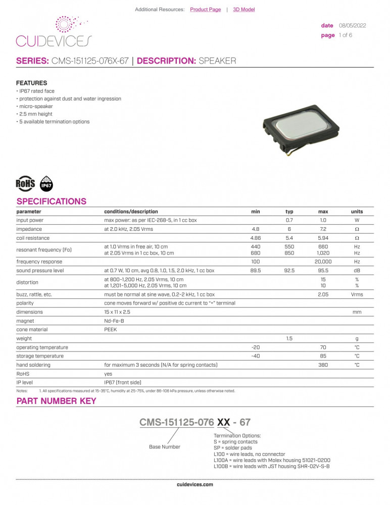 CMS-151135-076SP-67 technical document page 1