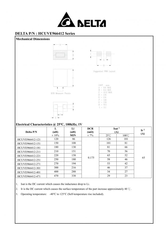DELTA HCUVE966412 series technical document page 1