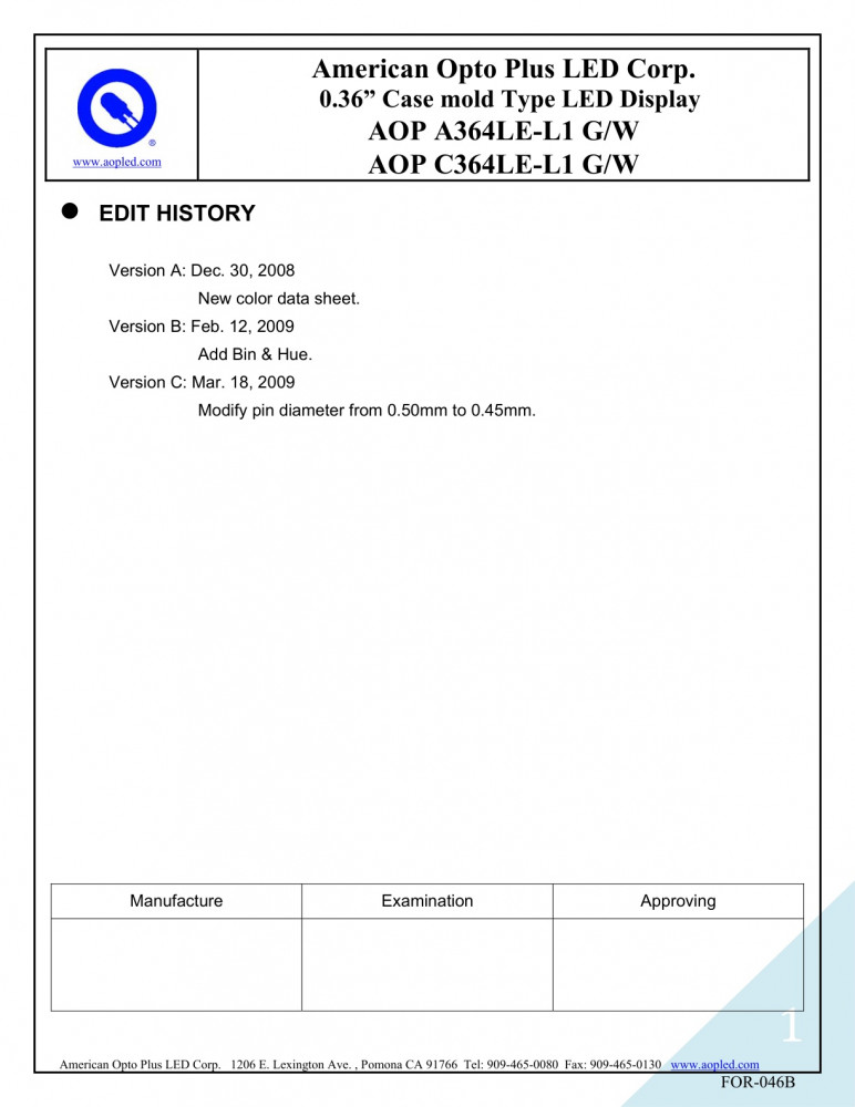 C364LE-L1 datasheet page 1