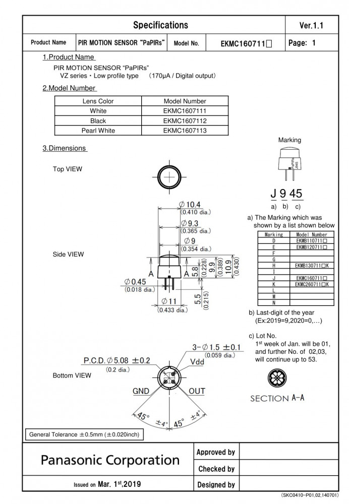EKMC1607112 datasheet page 1