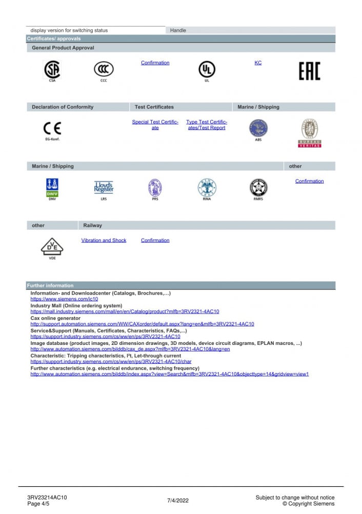 3RV23214AC10 datasheet page 4