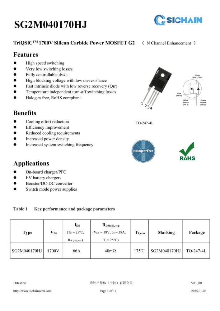 SG2M040170HJ datasheet page 1