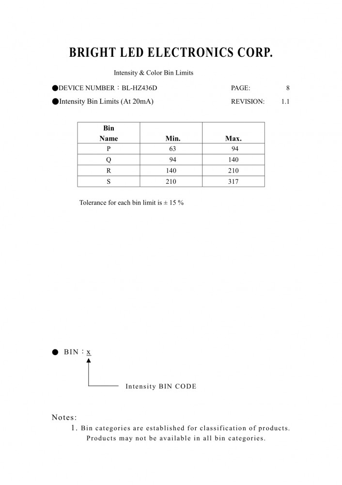 BL-HZ436D-TRB specification document page 6