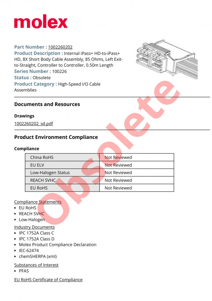 MOLEX 100226 series technical drawing, page 1