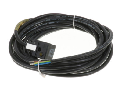 mPm DIN Valve Connector, Form A - 18mm 2 Pole to 3.0m Black PUR Cable Pigtail, Yellow LED, Black Integrated Gasket, 24V