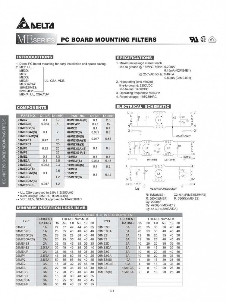 DELTA 03ME3GA technical document page 1