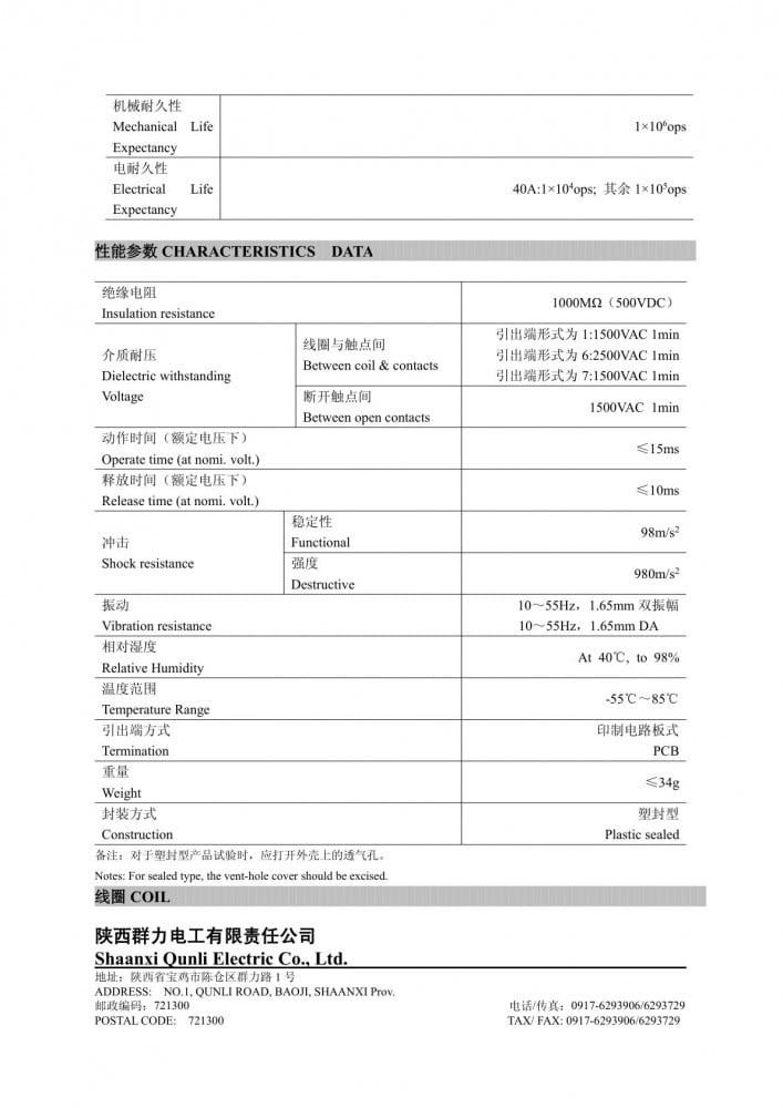 JQX-15F datasheet page 2