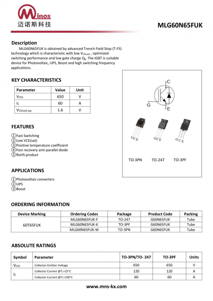 MLG60N65FUK datasheet page 1