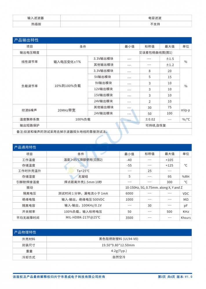 EVISUN H0512S-1WR2 datasheet page 3