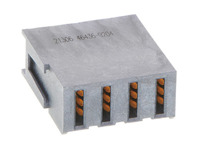 EXTreme Ten60Power Right-Angle Receptacle with Side Guides, 4 DC Power Circuits, 30 Signal Circuits, 4 DC Power Circuits, Press Fit Tail