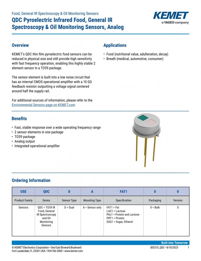 KEMET USEQDCDAPRT100 datasheet page 1