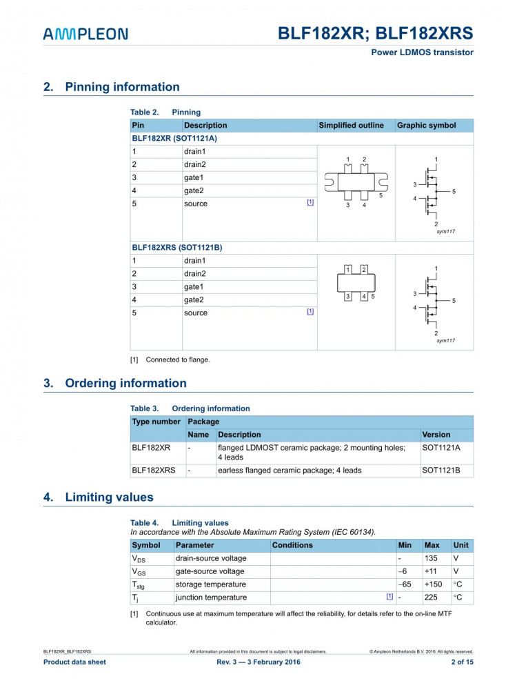 BLF182XRU datasheet page 2
