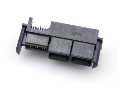 EXTreme LPHPower Receptacle Header, Right-Angle, 2 Power Contacts, 20 Signal Contacts, Select Gold (Au) Plating, for 2.36mm Thick PC Board, with Guide Posts and Press-fit Plastic Pegs for sale