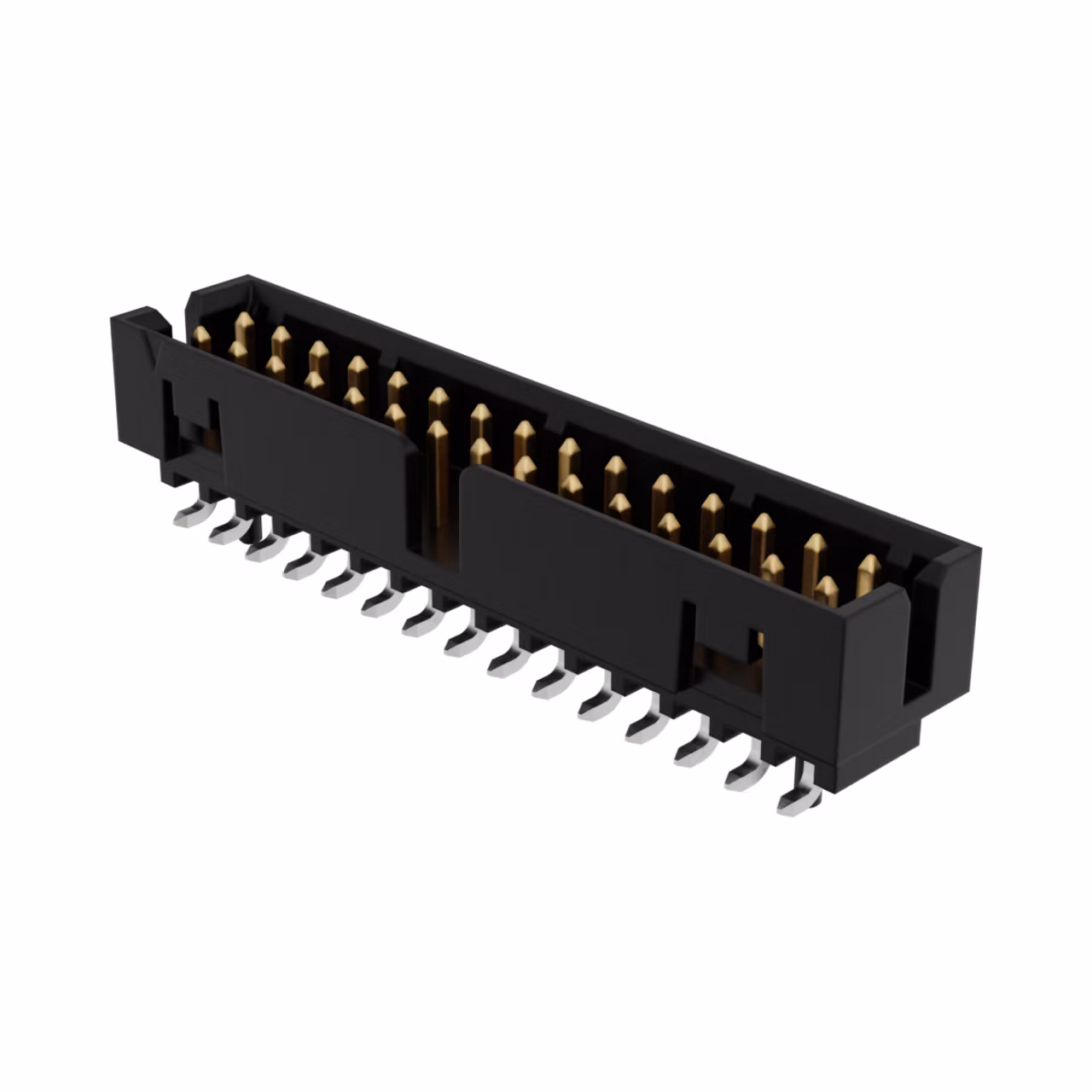 2.00mm Pitch, Milli-Grid PCB Header, Dual Row, Vertical, Surface Mount, Shrouded, 30 Circuits, 0.76µm Gold (Au) Plating, Dual Side Slots, Dual Friction Locks, Center Polarization, with Pegs, Tape and Reel for sale