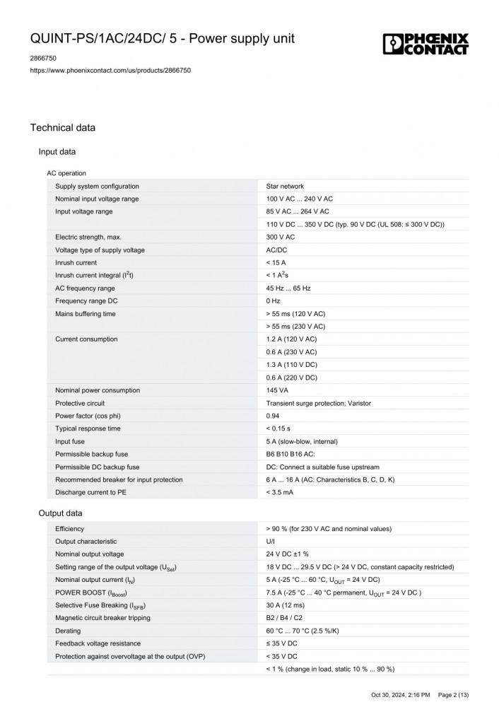 Phoenix Contact 2866750 technical document page 2