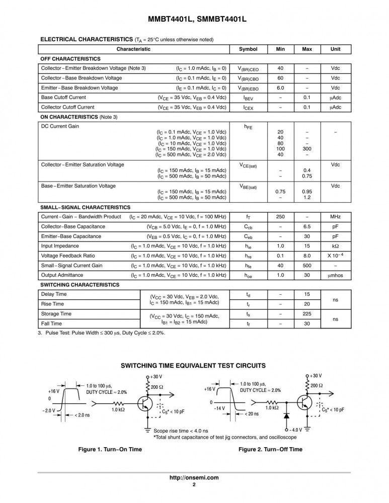 MMBT4401LT1G datasheet page 2